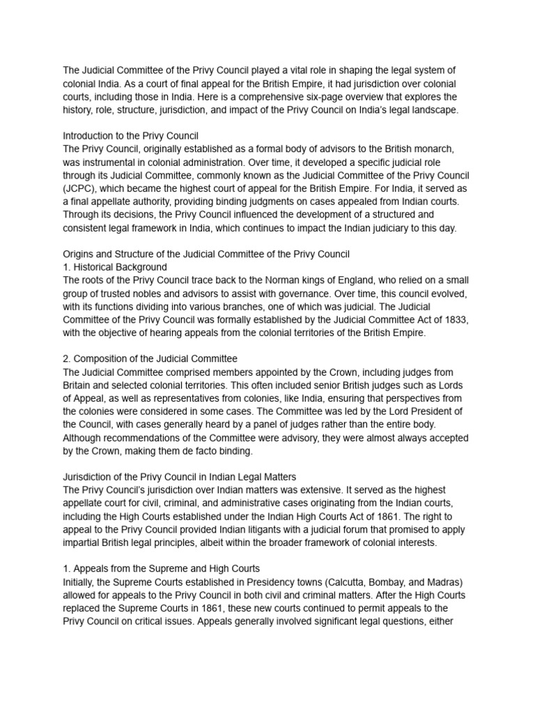 16 The Judicial Committee of The Privy Council Played A Vital Role in ...