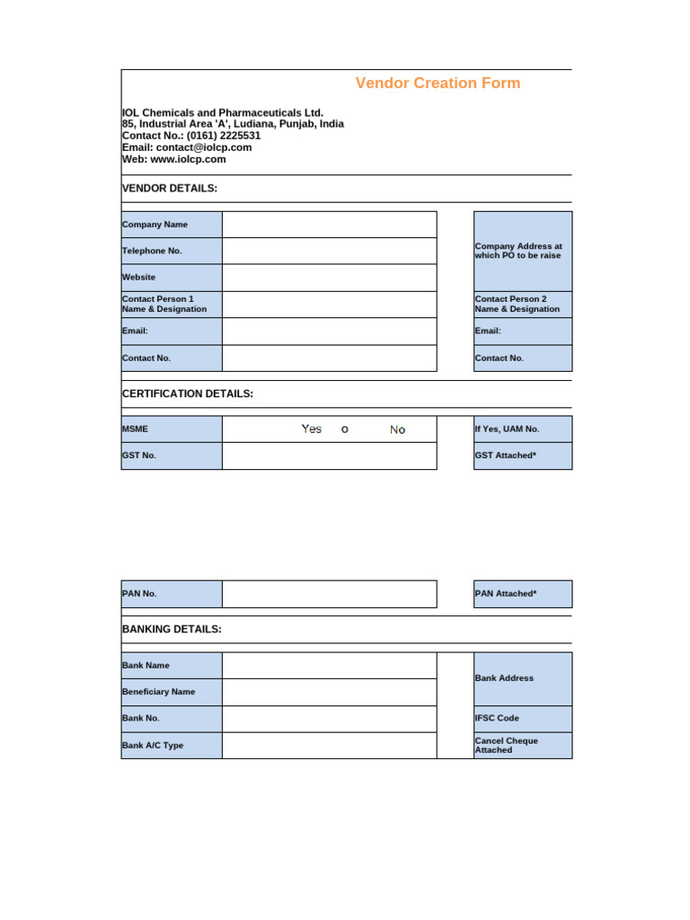 Vendor Creation Form (2) | PDF