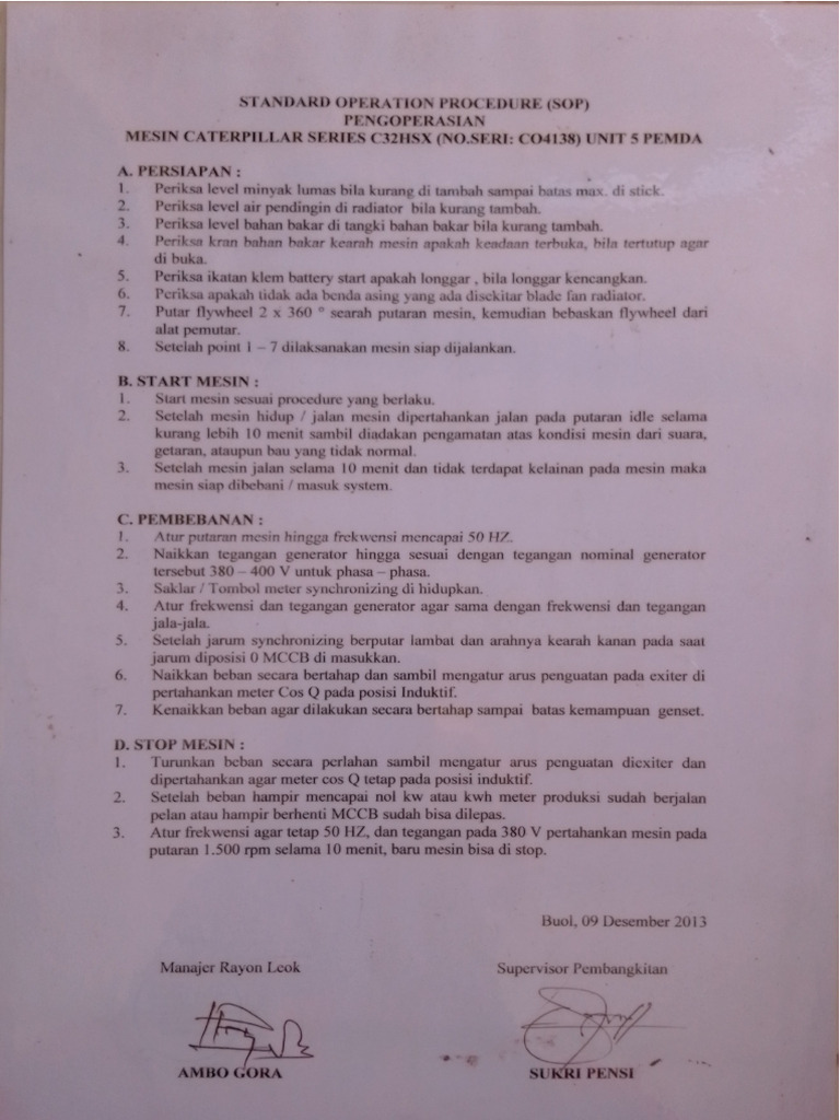 Standard Operation Procedure (SOP) | PDF