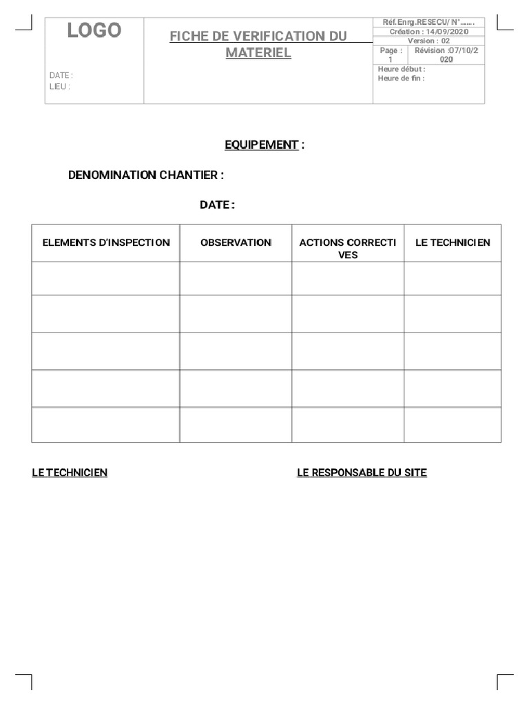 FICHE D - INSPECTION MATERIEL URG - Phoenix | PDF