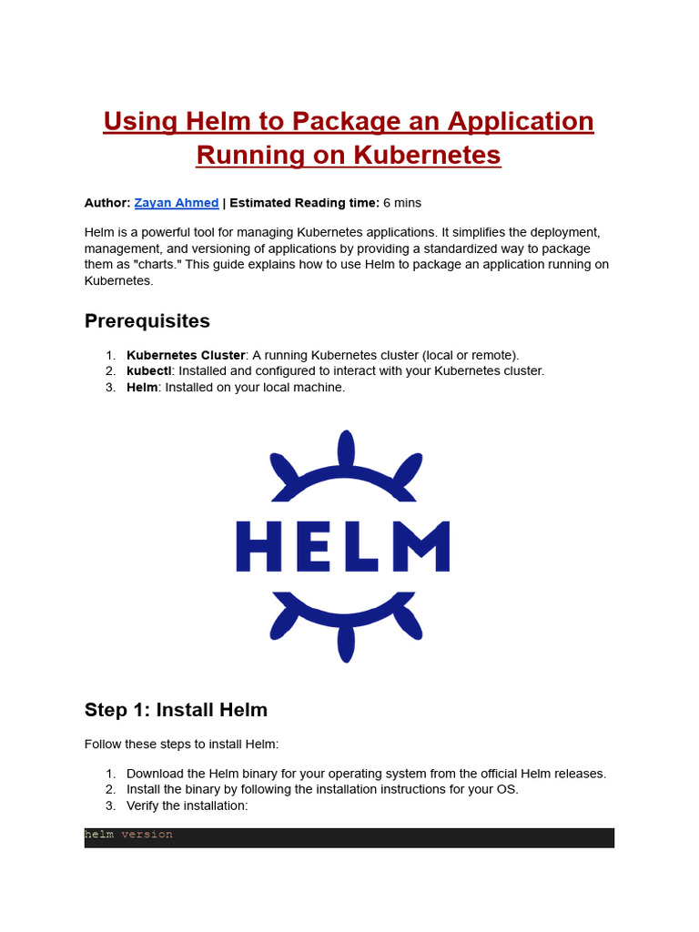 Using Helm To Package An Application Running On Kubernetes Pdf Version Control Operating