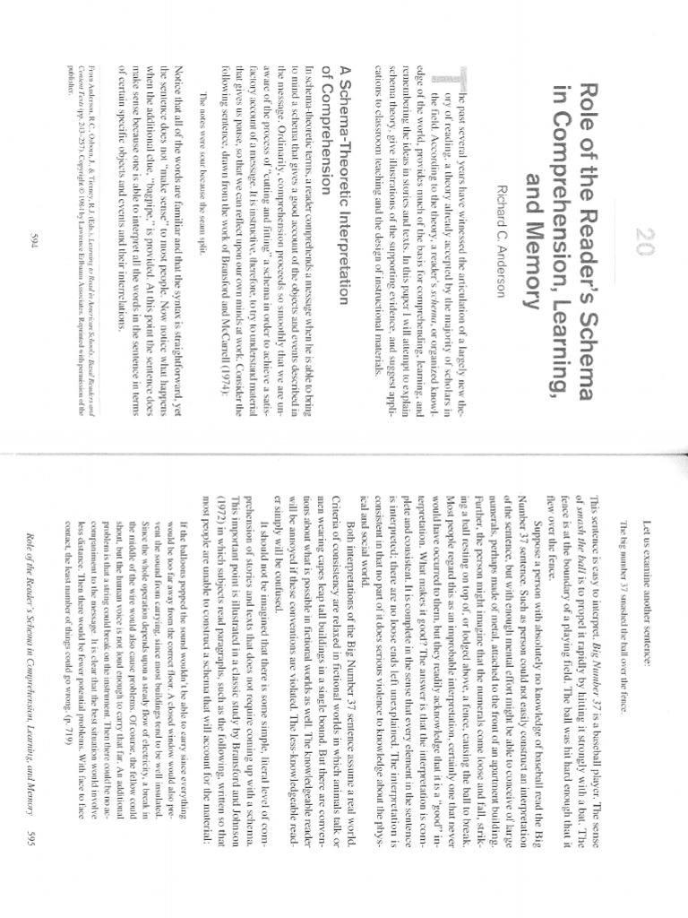 Anderson - Schema Theory 1977 | PDF