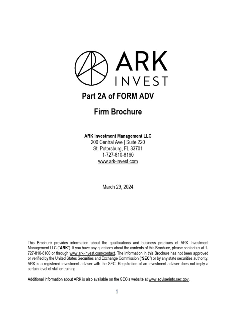 ARK Adv | PDF | Investment Fund | Exchange Traded Fund