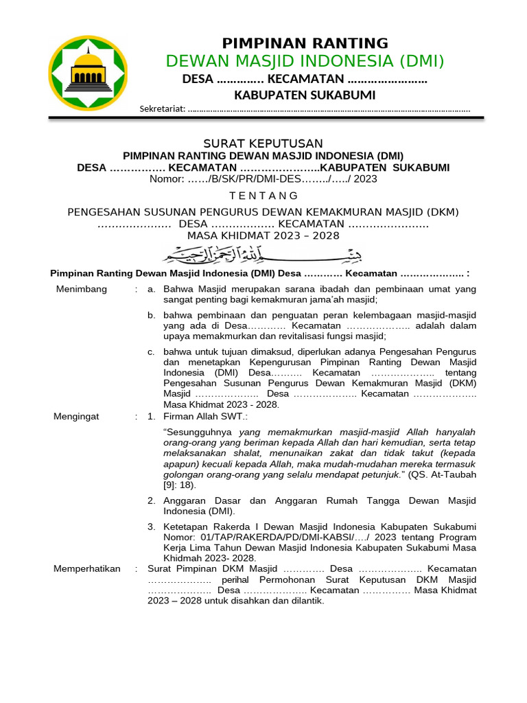 Contoh SK DKM Fix | PDF