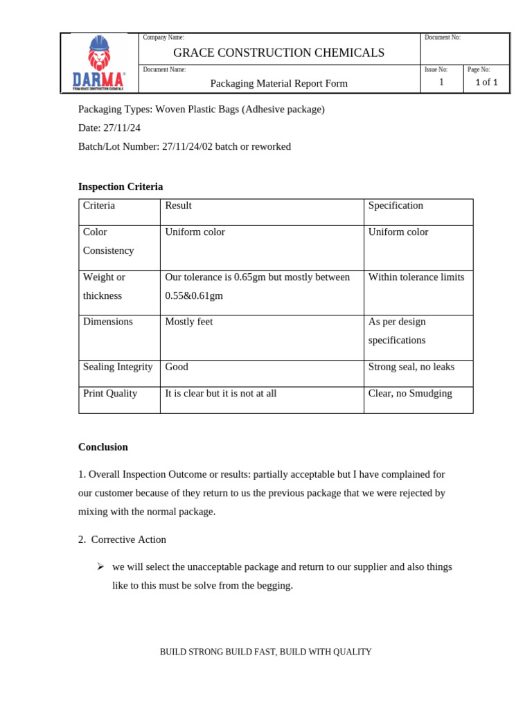 Packaging Quality Inspection | PDF