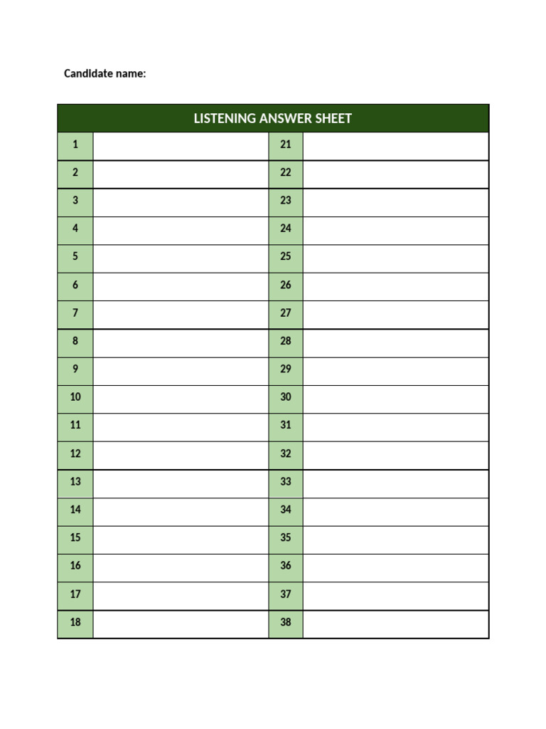 Mock Test - Answer Sheet | PDF