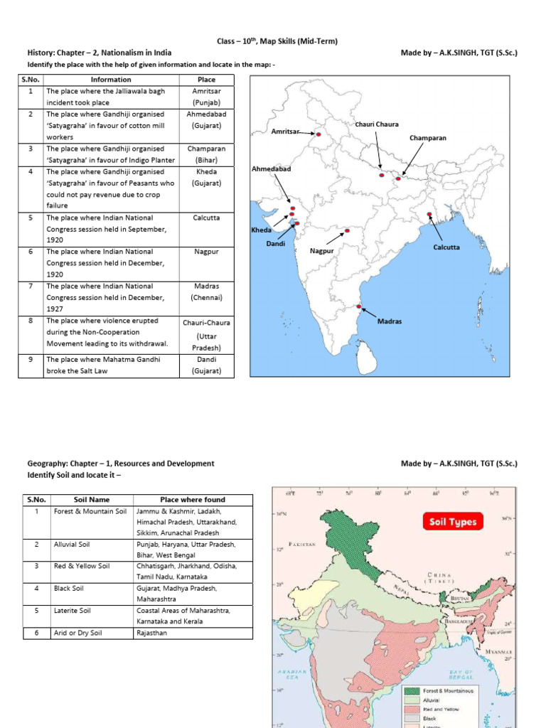 Class-10 Mid-Term Map English | PDF | Mahatma Gandhi | South Asia