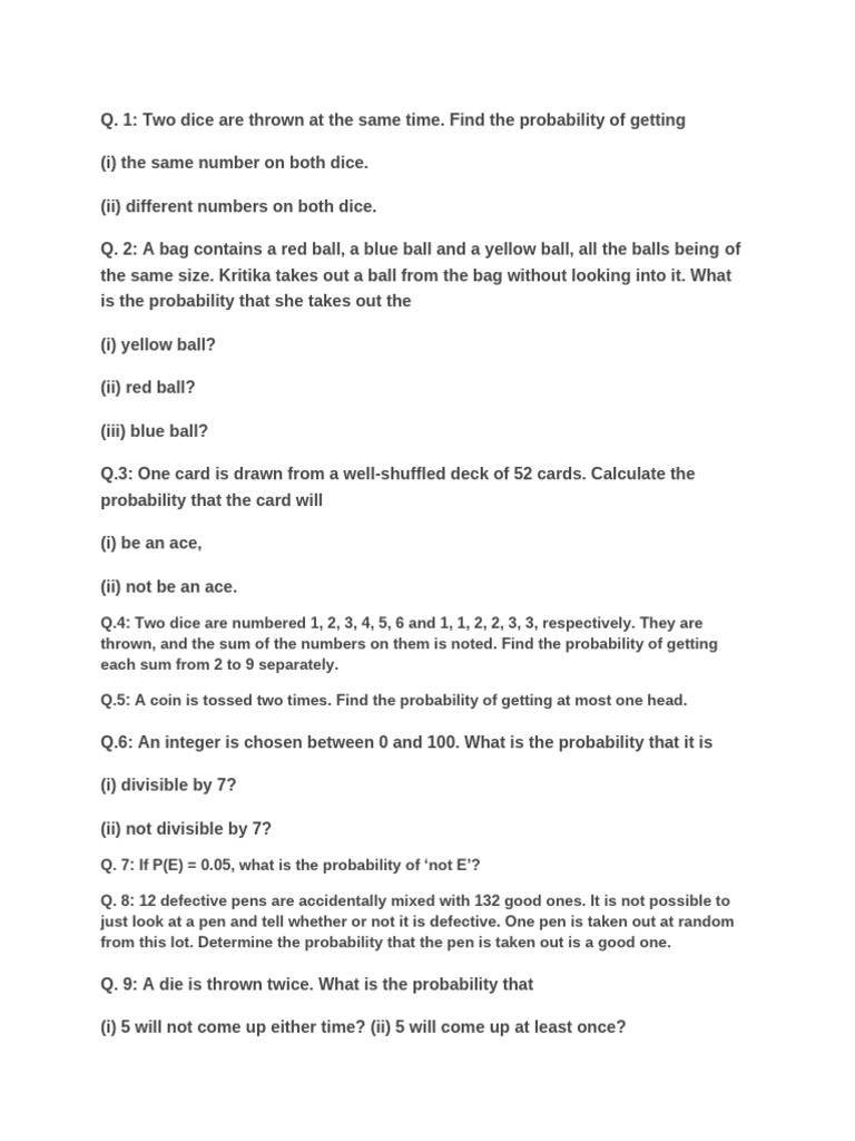 Probability Problems and Solutions | PDF