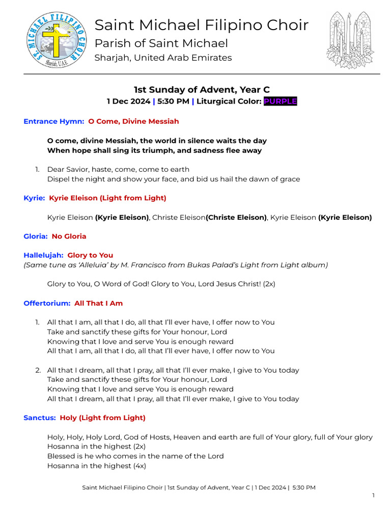 2024-12-01 1st Sunday of Advent, Year C (English) | PDF | Glory ...