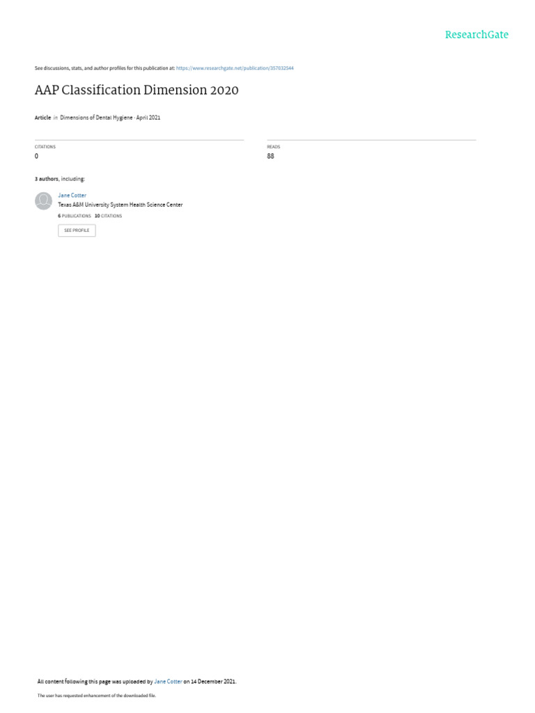 Aap Classification Dimension 2020 | PDF | Periodontology | Dentistry
