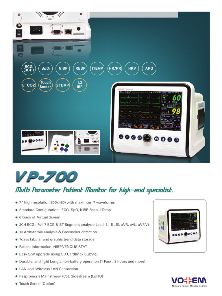 Patient Monitor Votem VP 700 | PDF