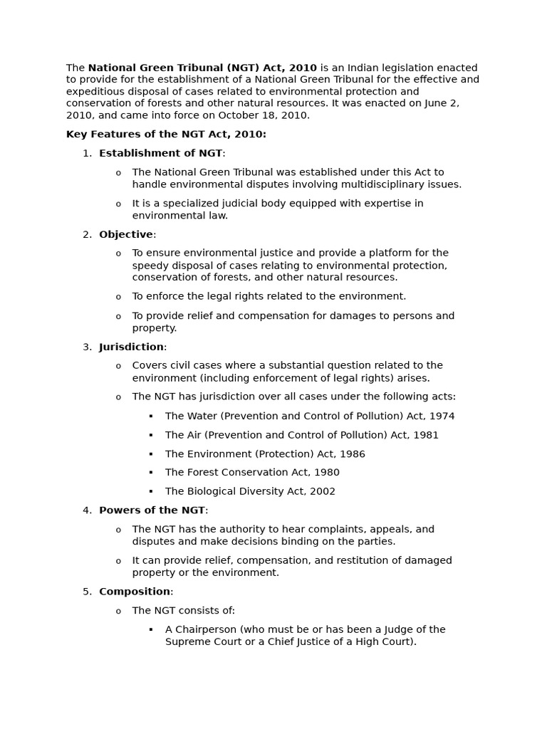 NGT ACT 2010 | PDF | Justice | Crime & Violence