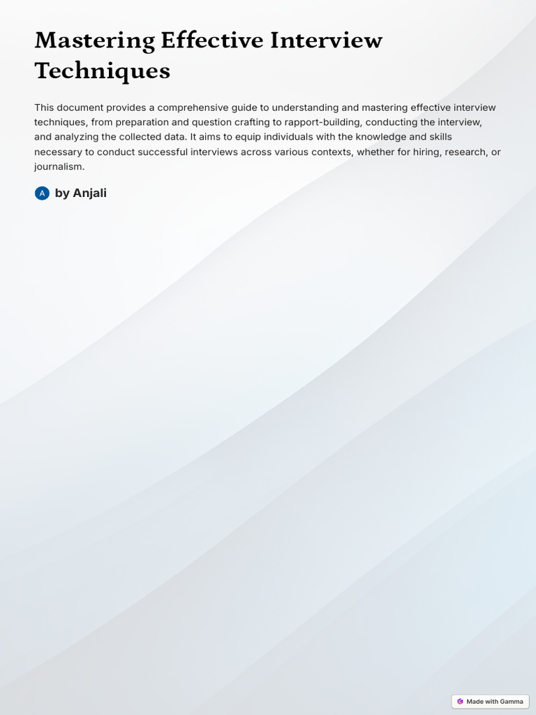 Mastering Interview Techniques Guide | PDF | Interview | Conversation