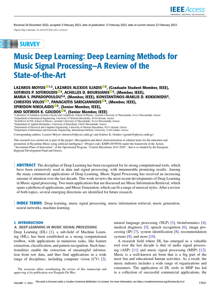 Music Deep Learning Deep Learning Methods For Music Signal ProcessingA ...