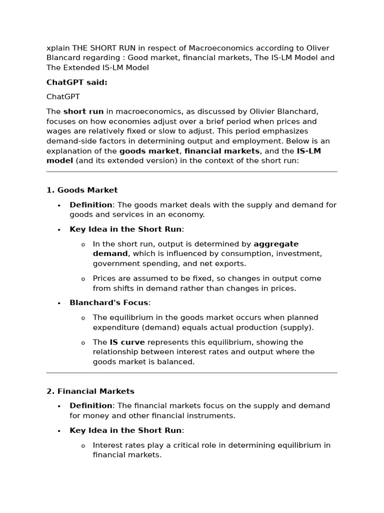 Explain THE SHORT RUN in Respect of Macroeconomics A | PDF | Economies ...
