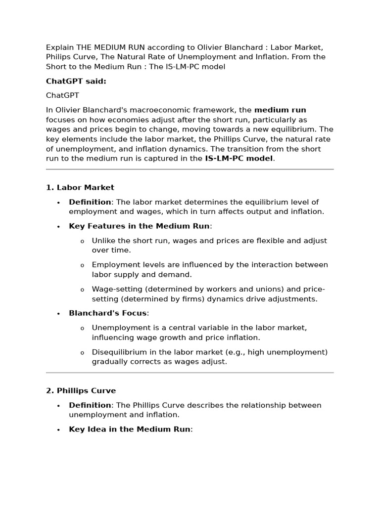 Explain THE MEDIUM RUN According To Olivier Blanchard | PDF | Phillips ...