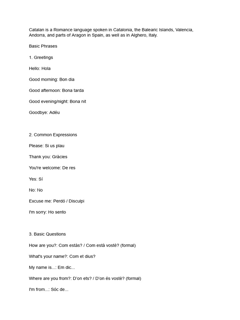 Basic Catalan Language Guide | PDF | Grammatical Gender | Grammatical ...