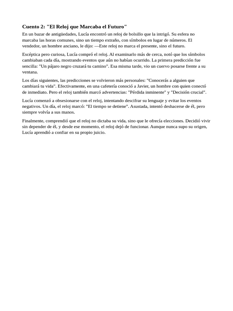 El Reloj del Futuro: Decisiones y Destino | PDF