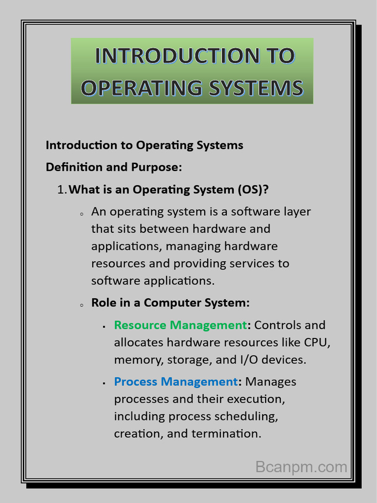 Introduction to Operating Systems Notes | PDF | Operating System ... Introduction to Operating Systems Notes | PDF | Operating System ...