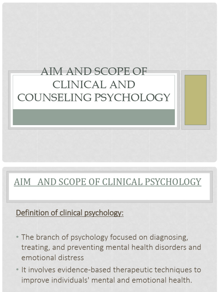 Aim and Scope of Clinical and Counseling Psychology 2 | PDF ...