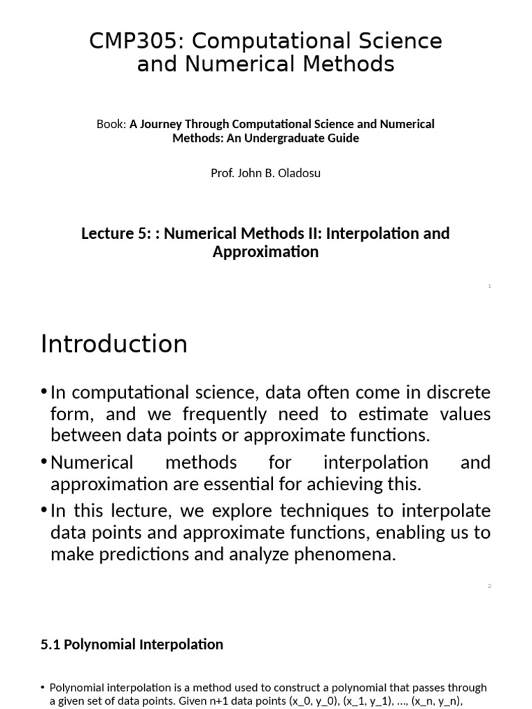 Numerical Methods Ii Interpolation And Approximation Pdf Spline Mathematics Interpolation