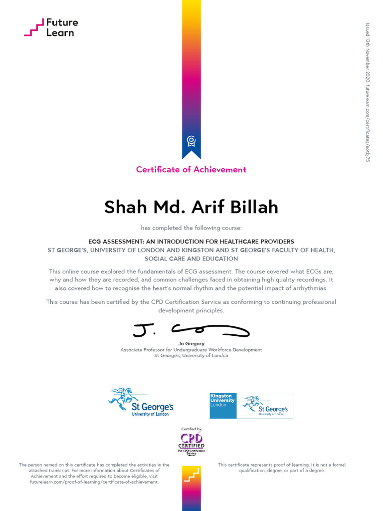 Ecg-Assessment Certificate of Achievement Eotbj75 | PDF ...