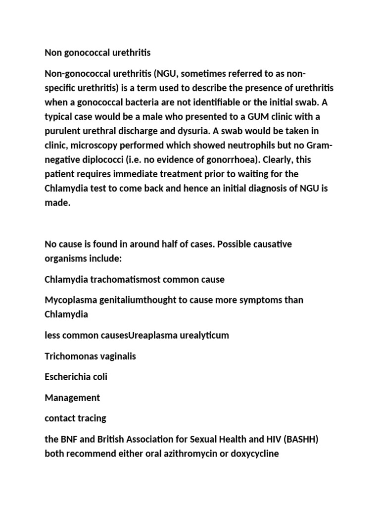 Non Gonococcal Urethritis | PDF