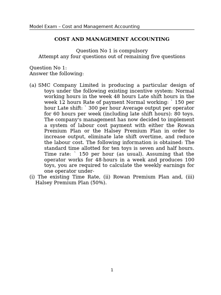 01 - Cost and Management Accounting | PDF