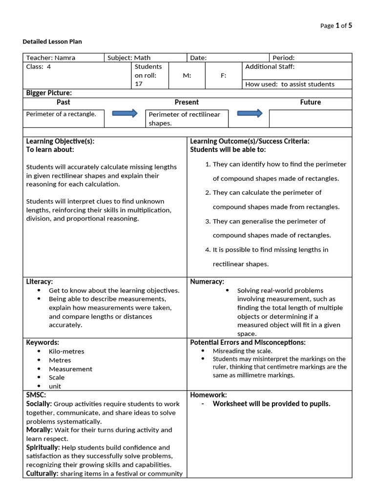 Lesson plan-6 | PDF | Measurement | Lesson Plan