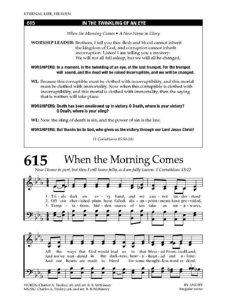 When The Morning Comes - Score | PDF