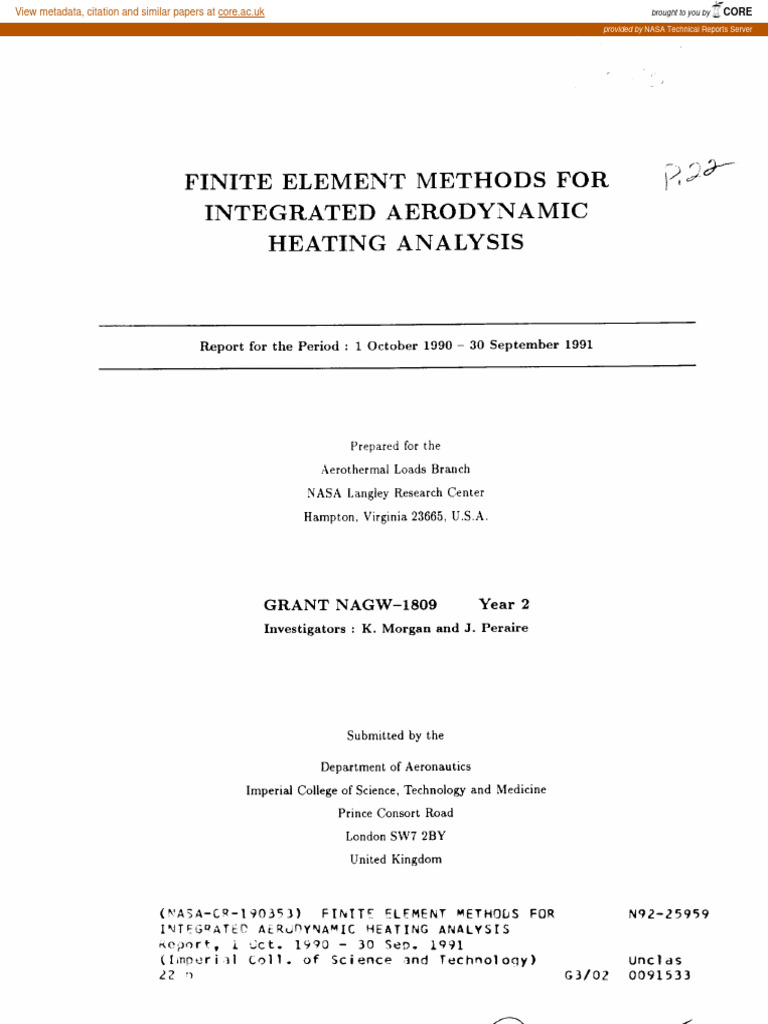 Finite Element Methods for Aerodynamic Heating | PDF | Finite Element ...