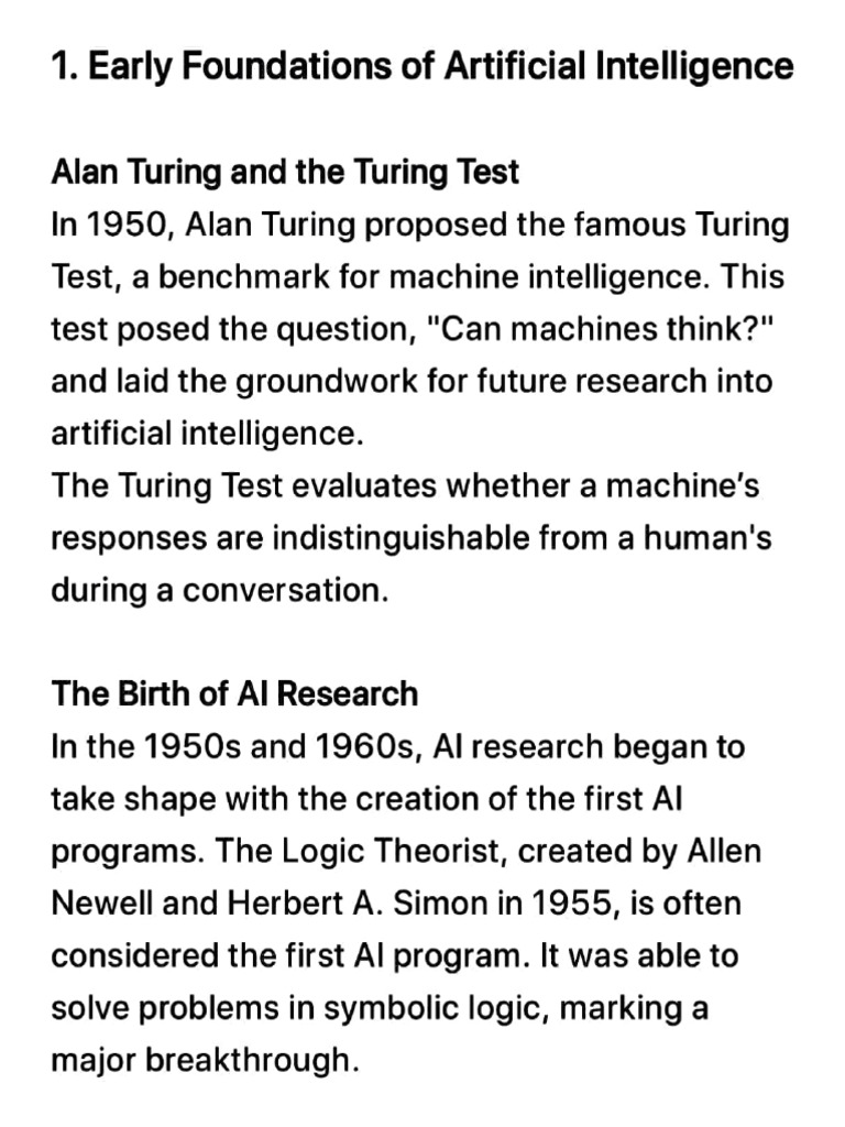 AI's Early Days: Turing to Logic Theorist | PDF