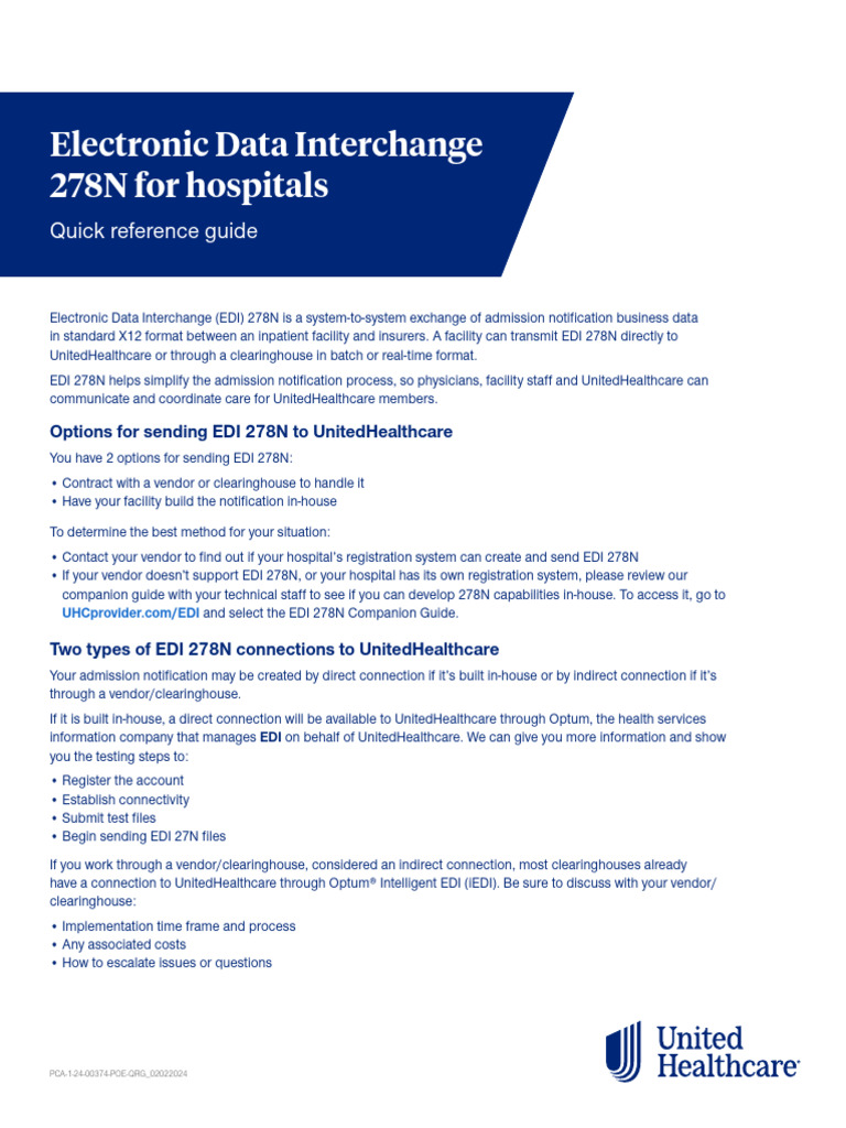 EDI 278N Hospital Reference Guide | PDF | Electronic Data Interchange | Computing