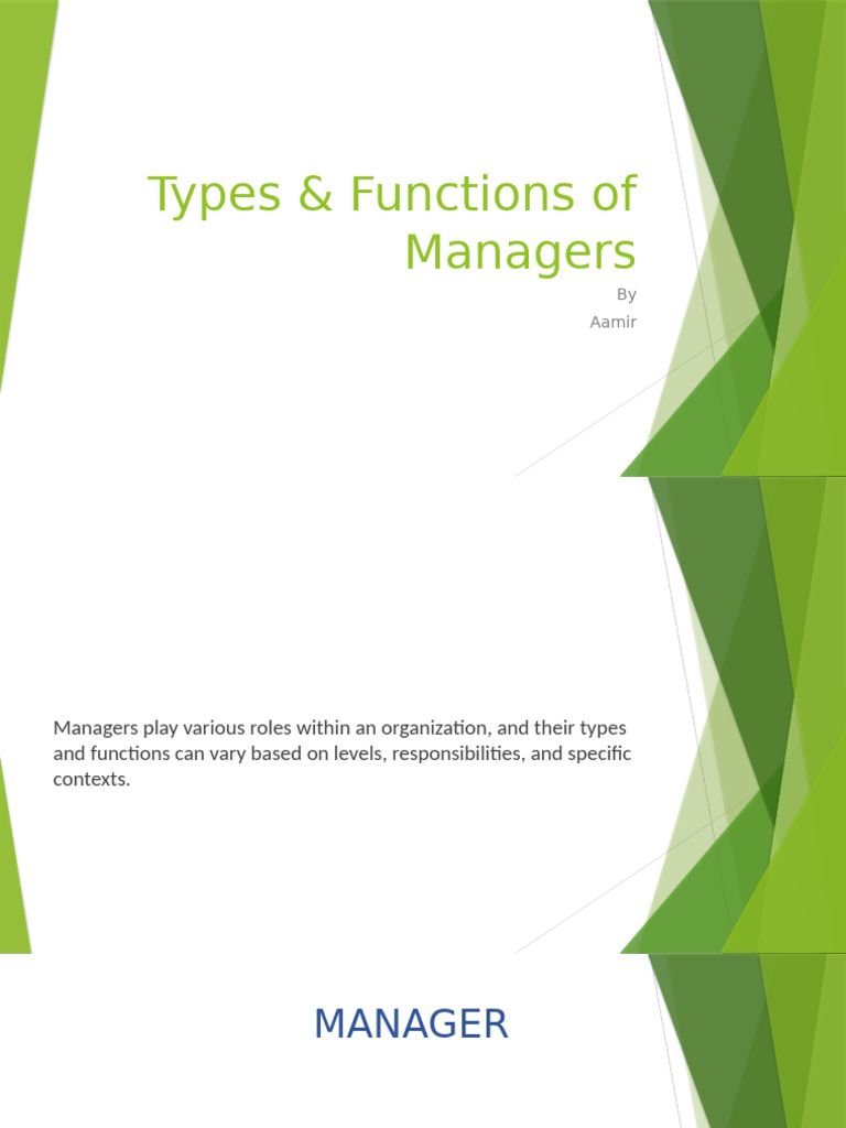 Types and Functions of Managers | PDF | Goal | Team Building