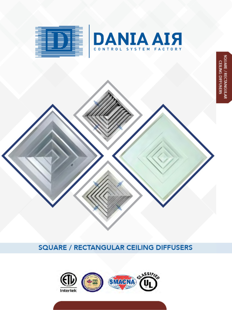 Square Rectangular Ceiling Diffuser | PDF | Duct (Flow) | Building Engineering