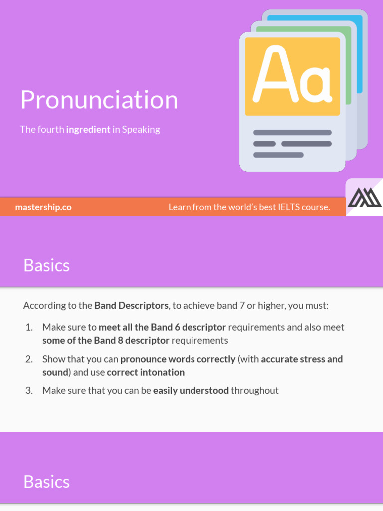 1.1 (IELTS Speaking) Fourth Ingredient - Pronunciation (Basics) PDF | PDF