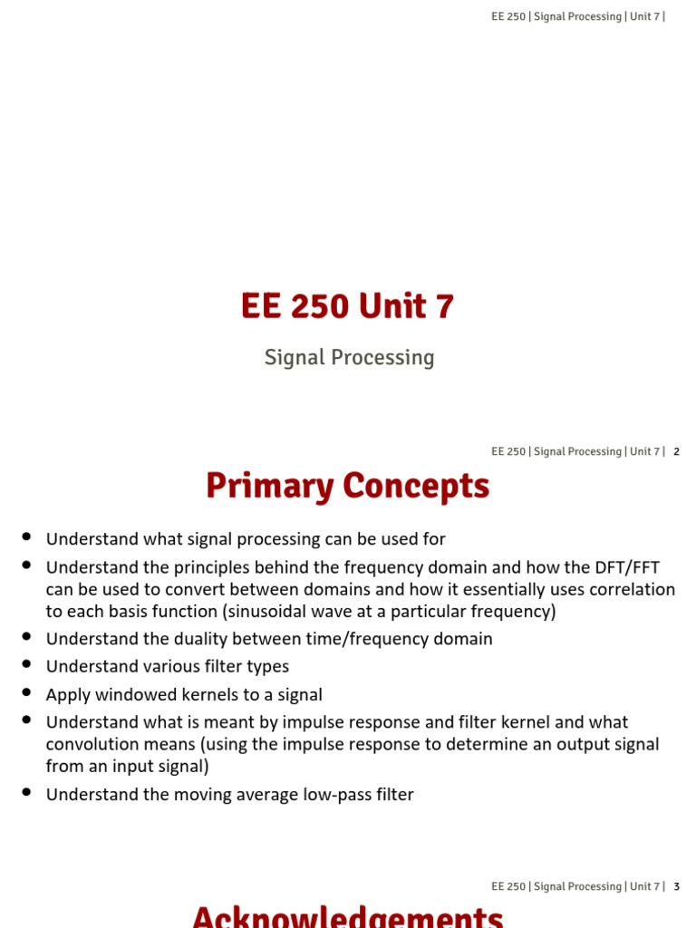 EE250Unit7_SignalProcessing | PDF | Discrete Fourier Transform | Sine Wave