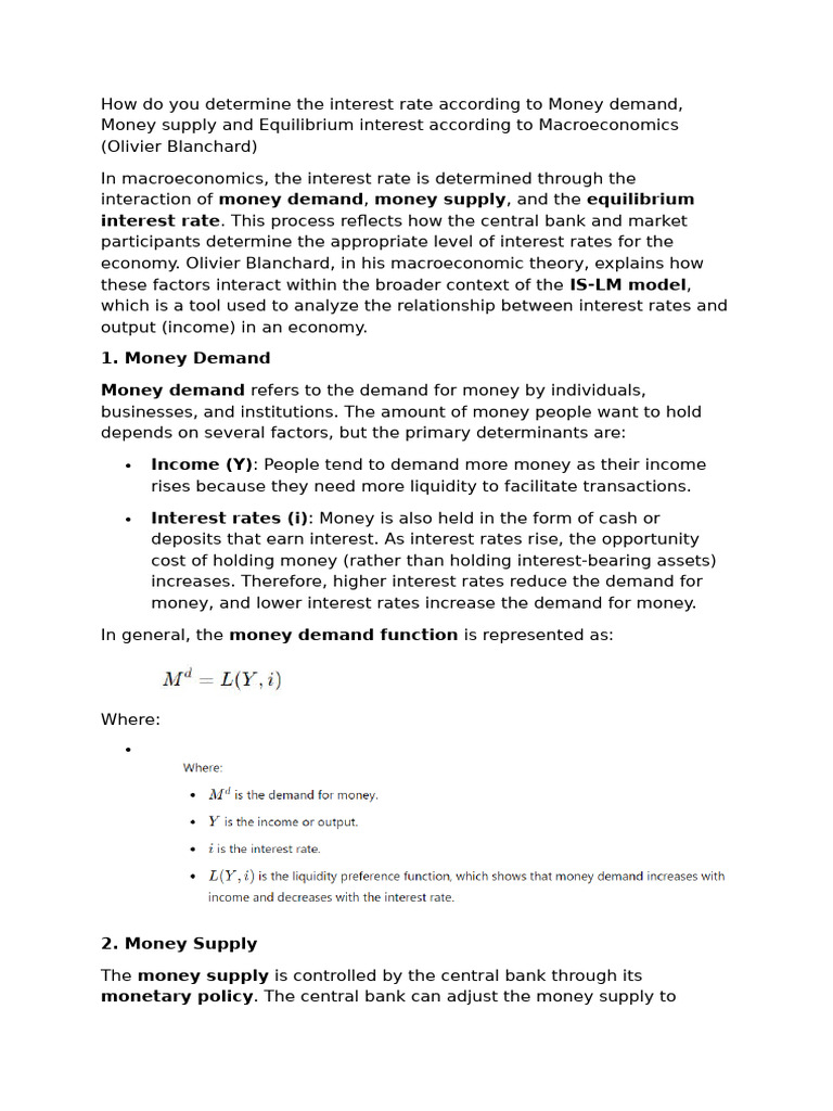 How Do You Determine The Interest Rate According To Money Demand | PDF ...