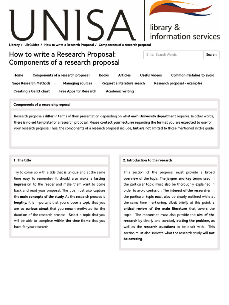 Components of A Research Proposal - How To Write A Research Proposal ...