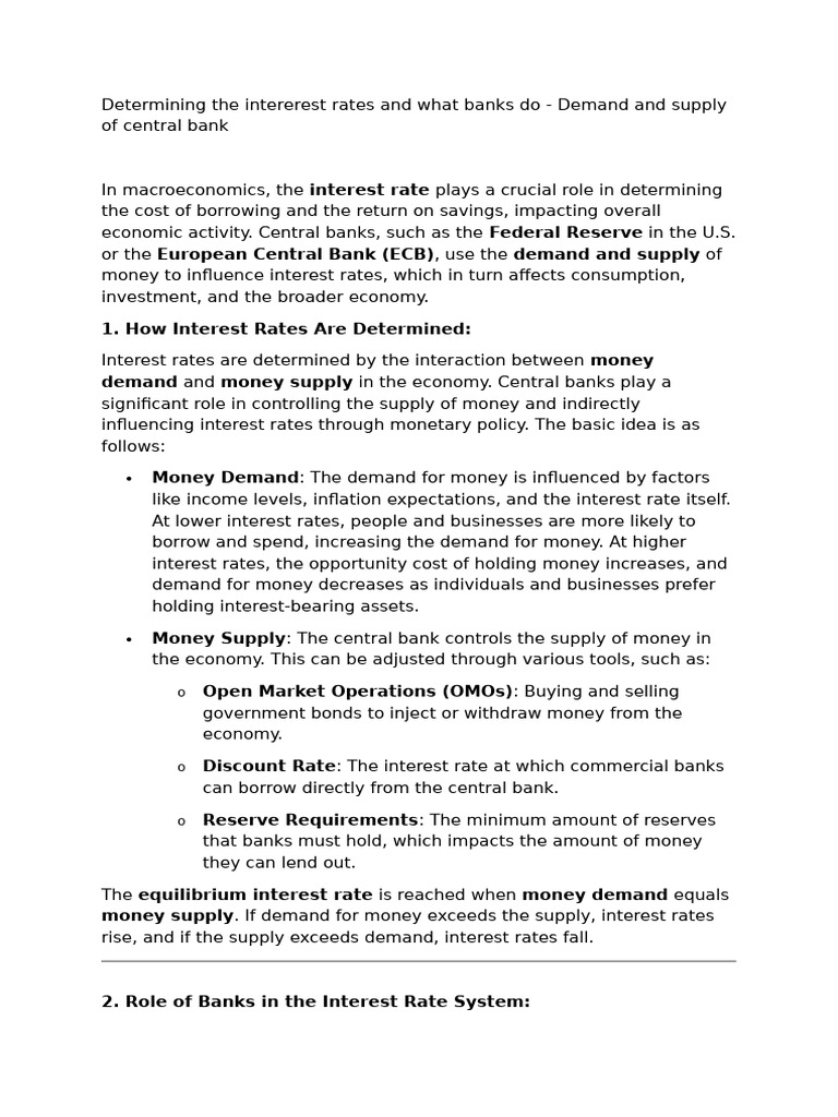 Determining The Intererest Rates and What Banks Do | PDF | Interest ...