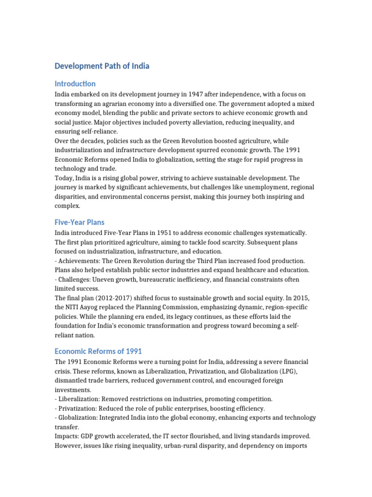 Development Path of India Detailed | PDF | Economic Growth | Sustainability