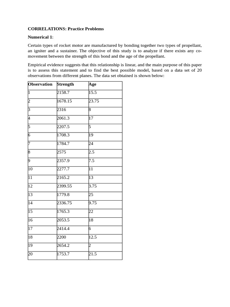 Practice Problem - Correlation | PDF | Statistics | Statistical Theory