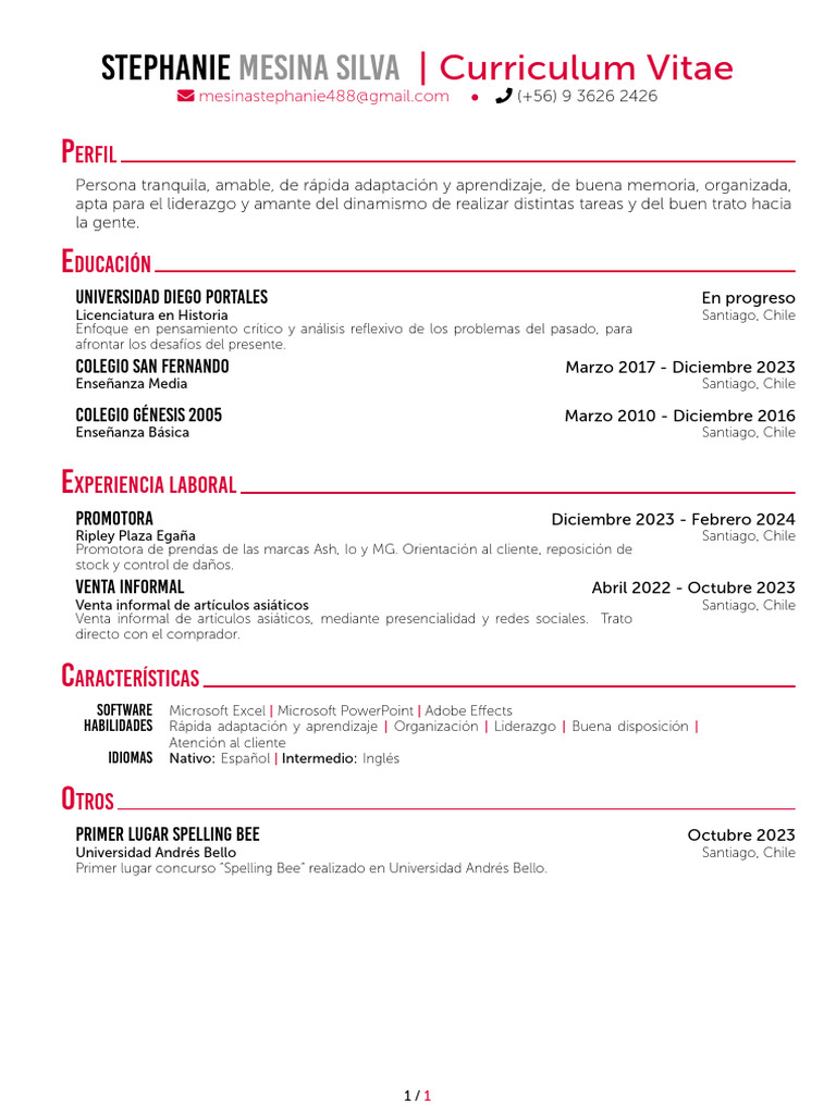 CV Stephanie Mesina | PDF