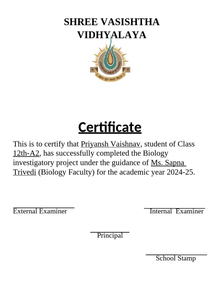 Biology Certificate | PDF