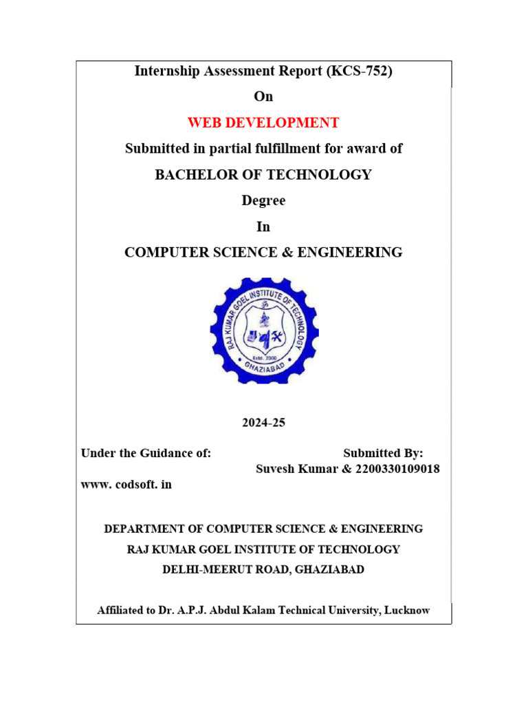 Web Development Internship Report 2024 | PDF | Html | Html Element
