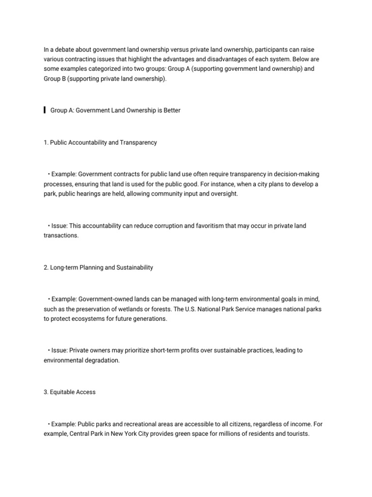 Gov't Vs Private Land Ownership | PDF | Sustainability | Property