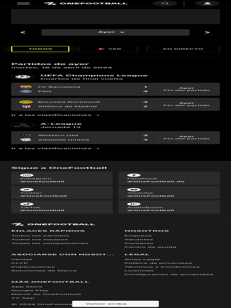Partidos de Fútbol de Ayer OneFootball | PDF