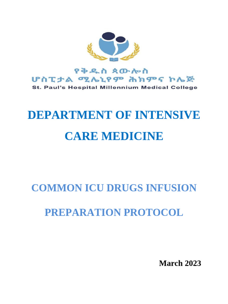 Infusion Protocol in Icu (1) 2 | PDF | Intravenous Therapy | Intensive Care Unit