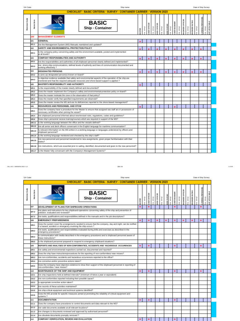 1-7-2-Container-carrier-ship-checklist-Version-2023-1.0 (2) | PDF