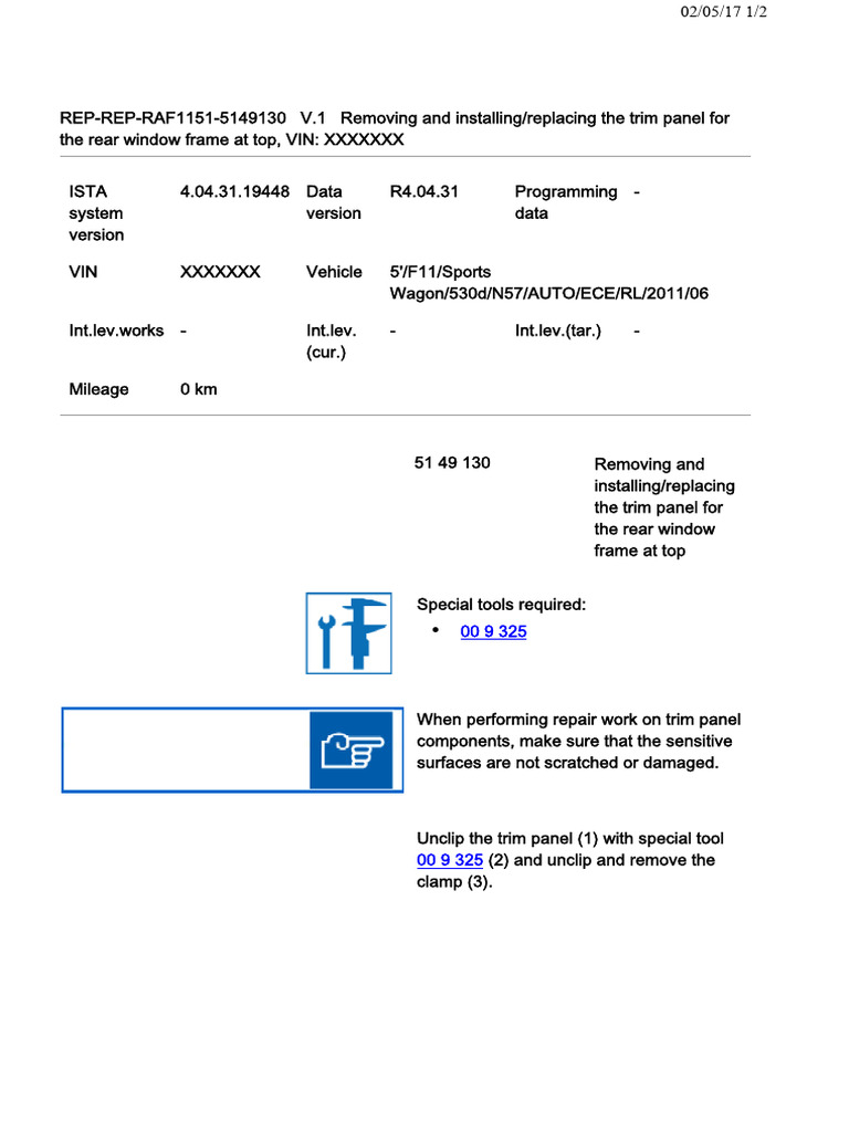 F11 Remove Trim Panel For Rear Windows Frame at Top | PDF